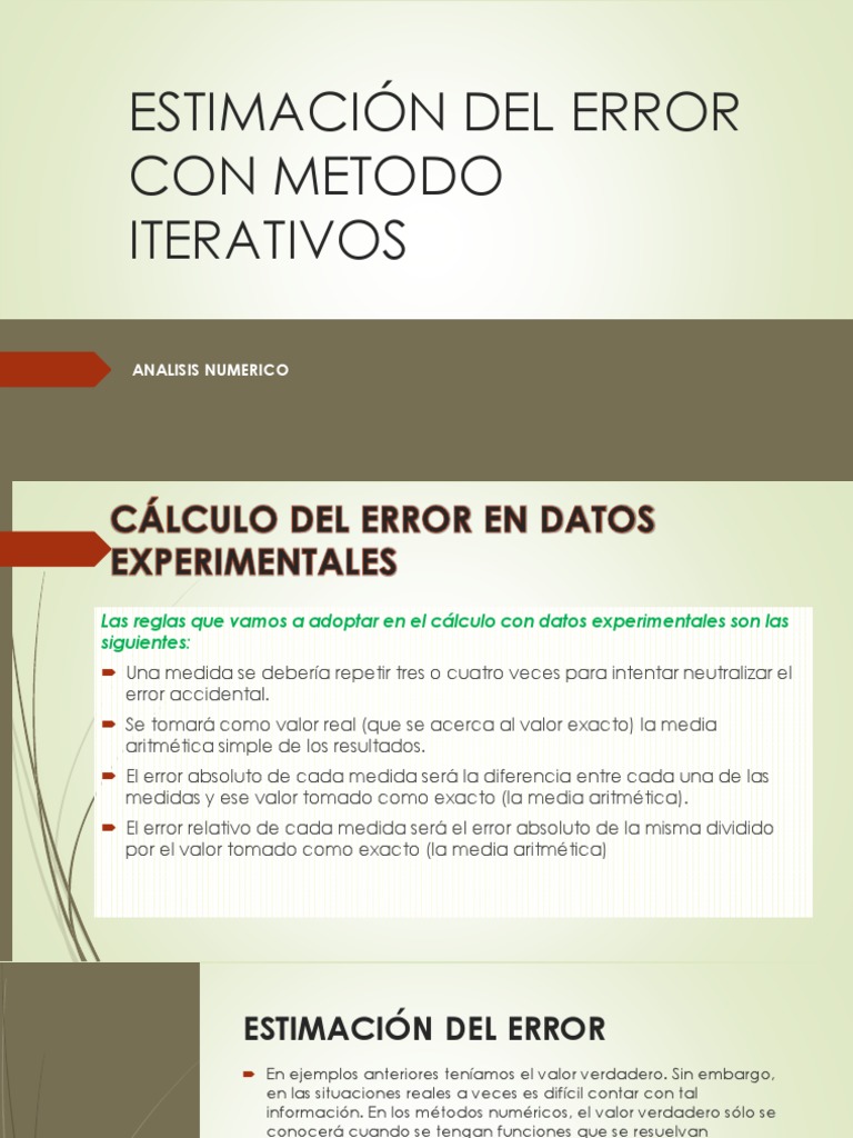 Estimación del Error en Métodos Numéricos | PDF | Análisis numérico ...