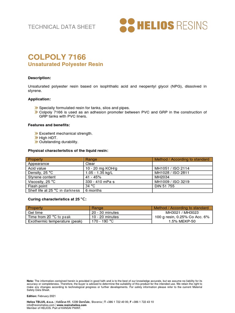 Colpoly 7166 TDS | PDF | Fiberglass | Building Engineering