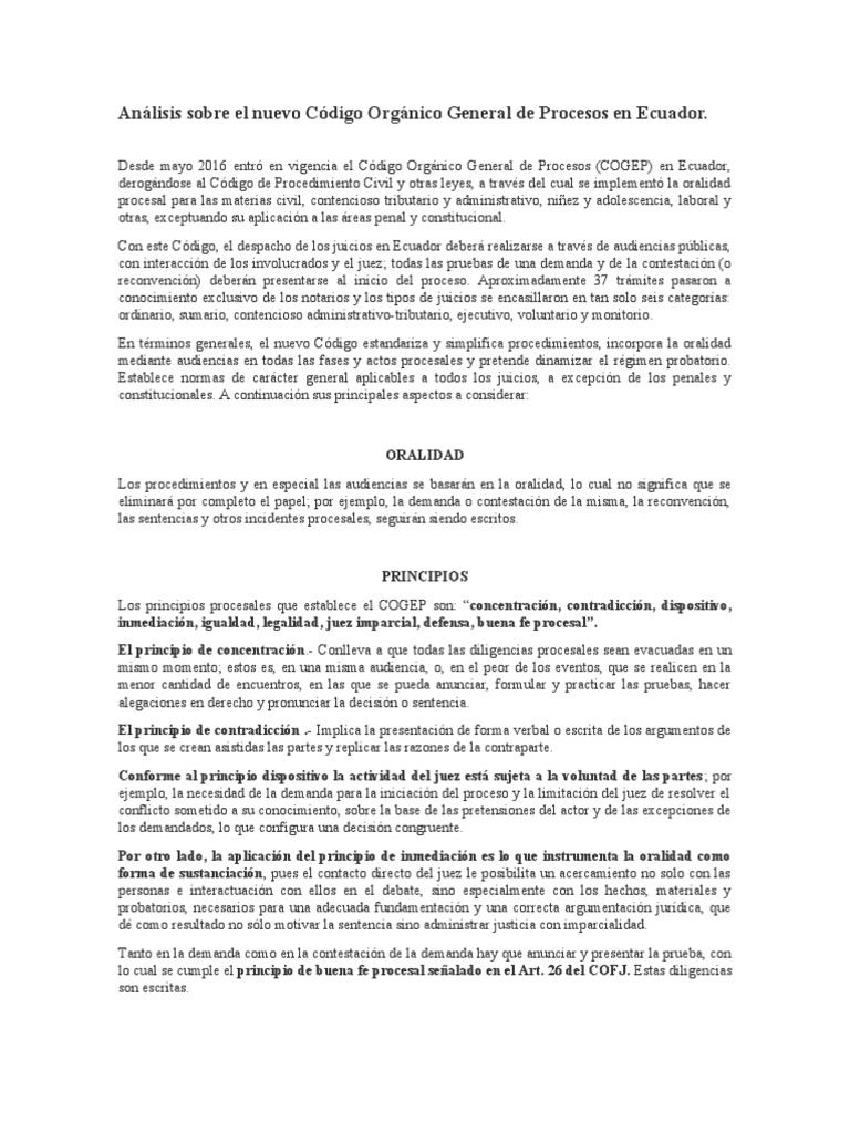 COGEP | PDF | Ley procesal | Evidencia (ley)
