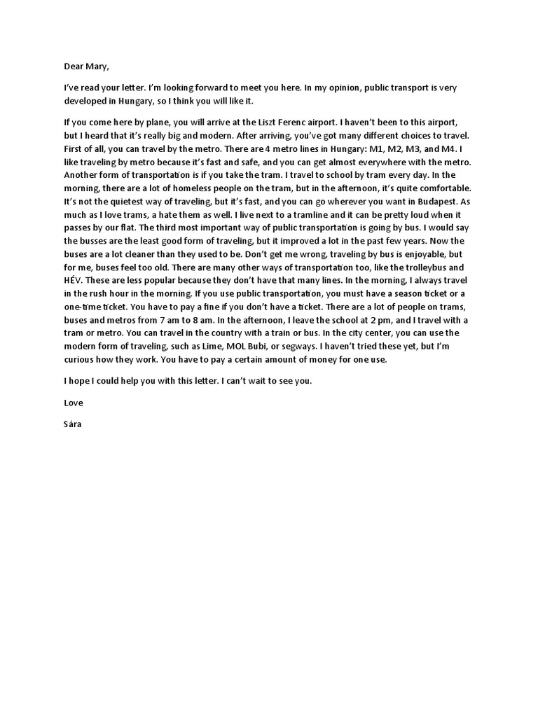 Public Transportation Letter | PDF