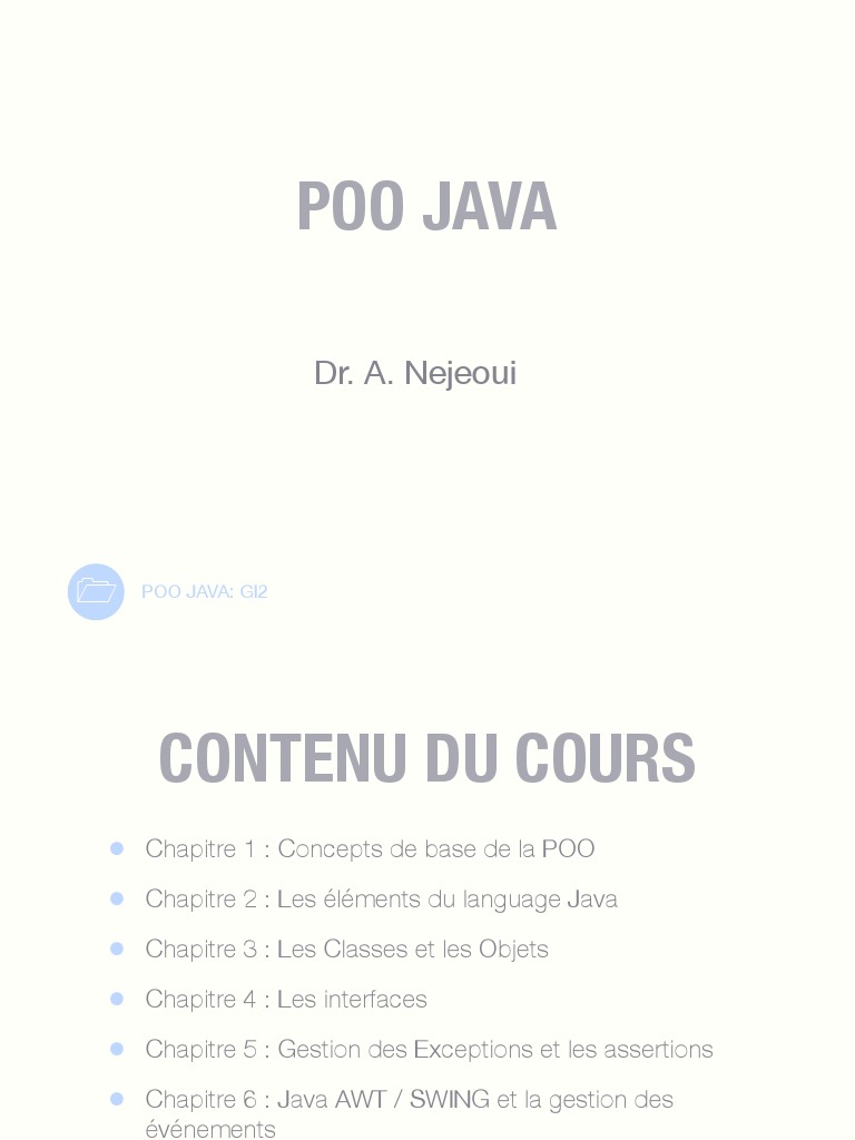 Cours de POO en Java: Concepts Clés | PDF | Programmation orientée ...