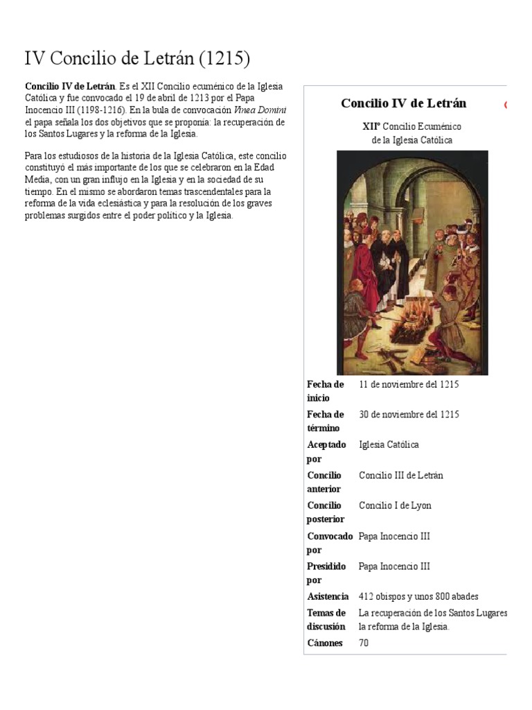 IV Concilio de Letrán (1215) - EcuRed | PDF