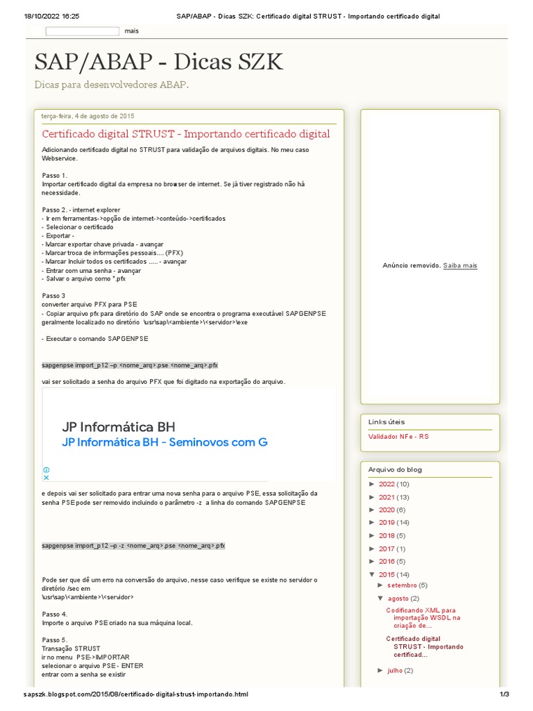 Sap Abap Dicas Szk Certificado Digital Strust Importando Certificado Digital Pdf