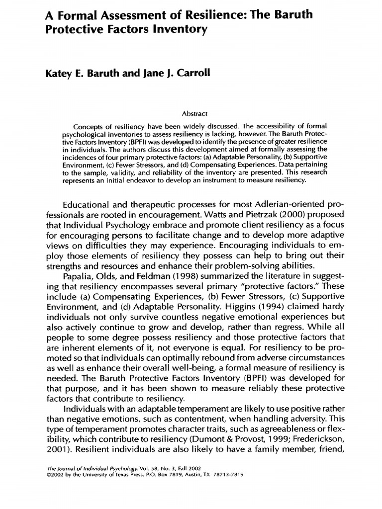 Baruth A Formal Assessment of Resilience | PDF