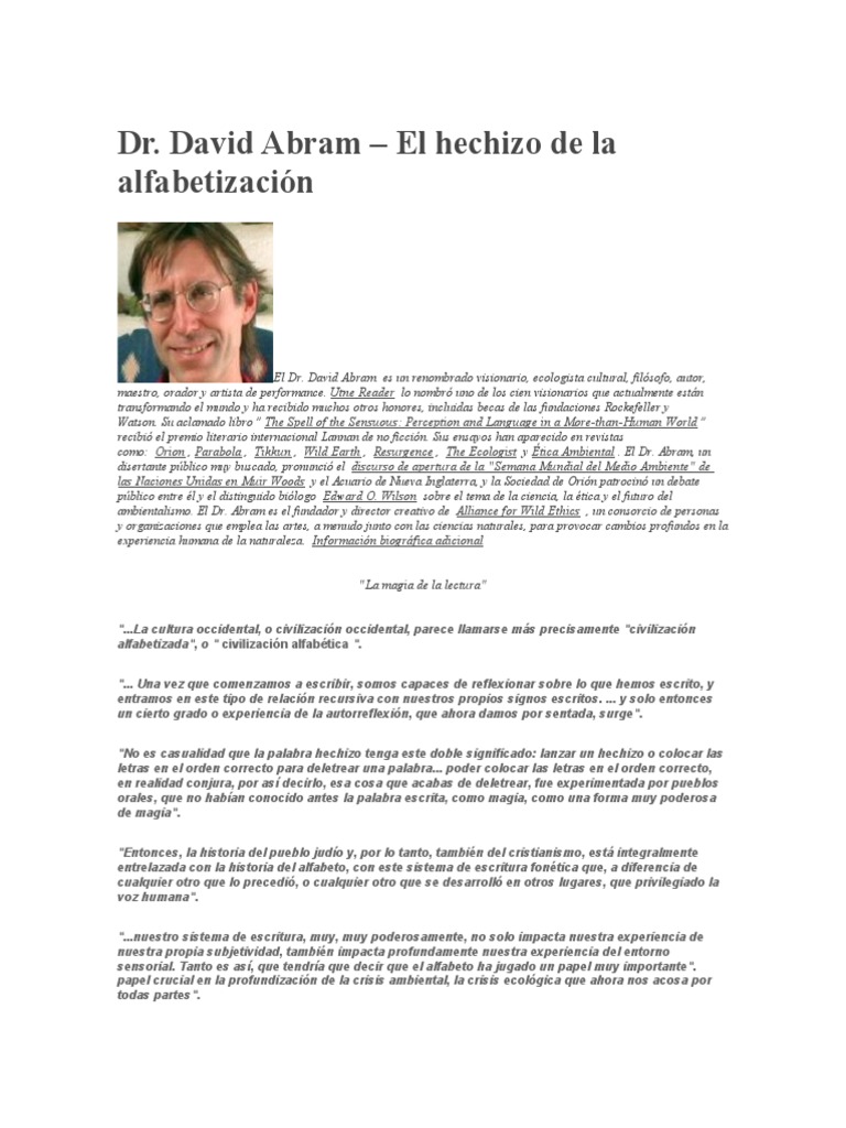 Abram, David (Reportaje) El Hechizo de La Alfabetización | PDF ...