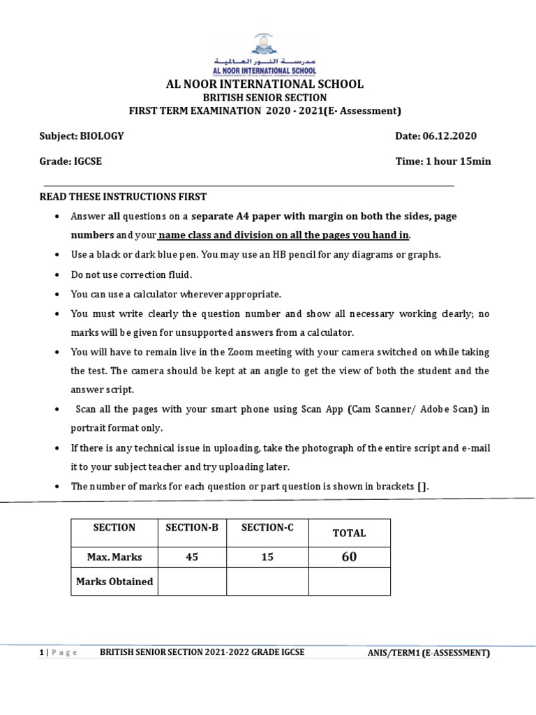 First Term QP - Paper 4 - 6 E-Assessment | PDF | Coronary Circulation | Pancreas