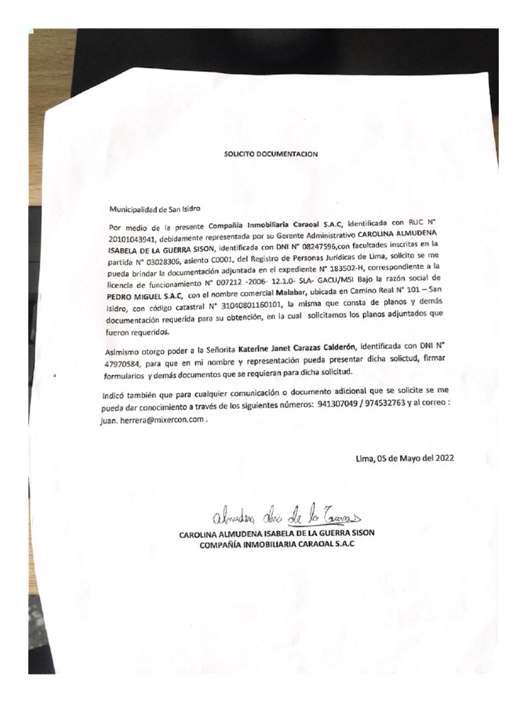 Solicito Documentacion | PDF