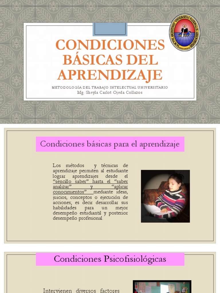 Tema 7. Condiciones Básicas Del Aprendizaje | PDF | Aprendizaje | Motivación