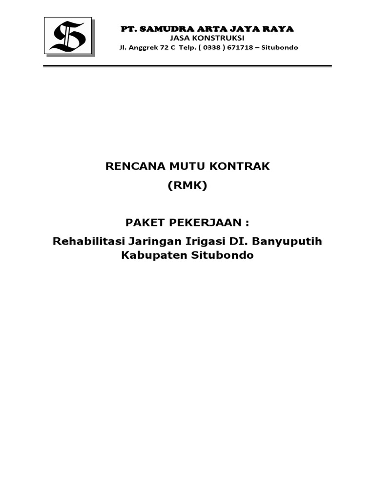 Rencana Mutu Kontrak (RMK) | PDF