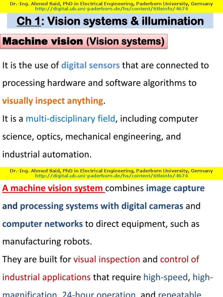 Machine Vision Systems Overview | PDF | Computer Vision | Light
