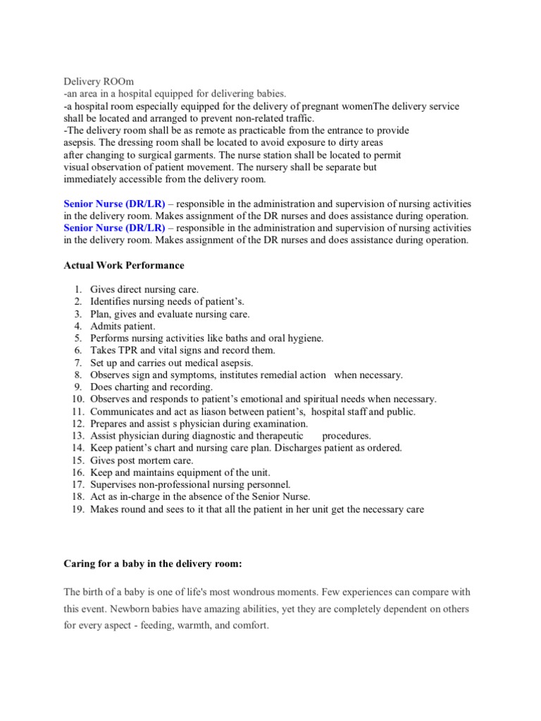 Delivery Room,. | PDF | Infants | Nursing