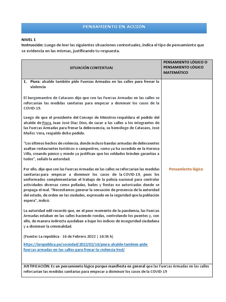 Guia Pensamiento Logico y Matematico Sesion 1 | PDF | Pensamiento | Perú