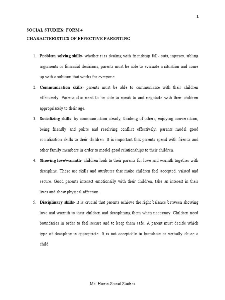 1.8 Characteristics of Effective Parenting | PDF | Career & Growth ...
