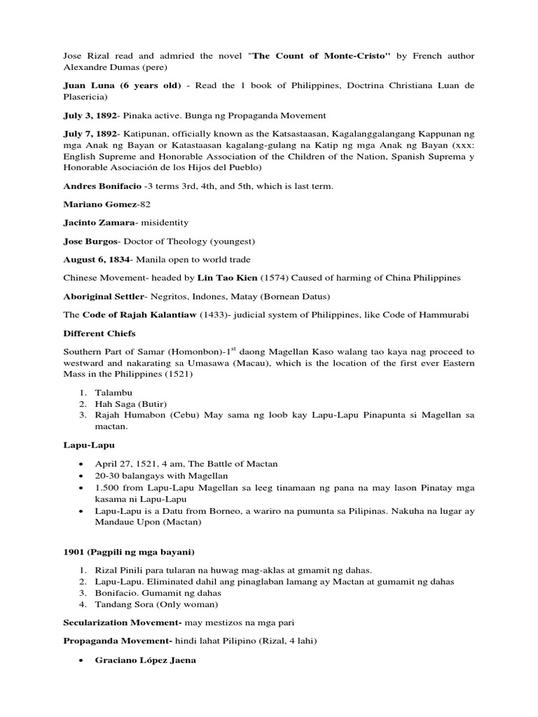 Rizal Reviewer | PDF | Philippines | Spanish Empire