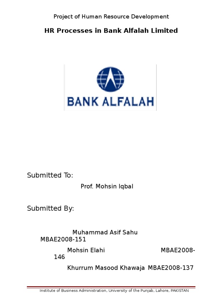 Bank Alfalah Limited Project of Human Resource Development | PDF ...