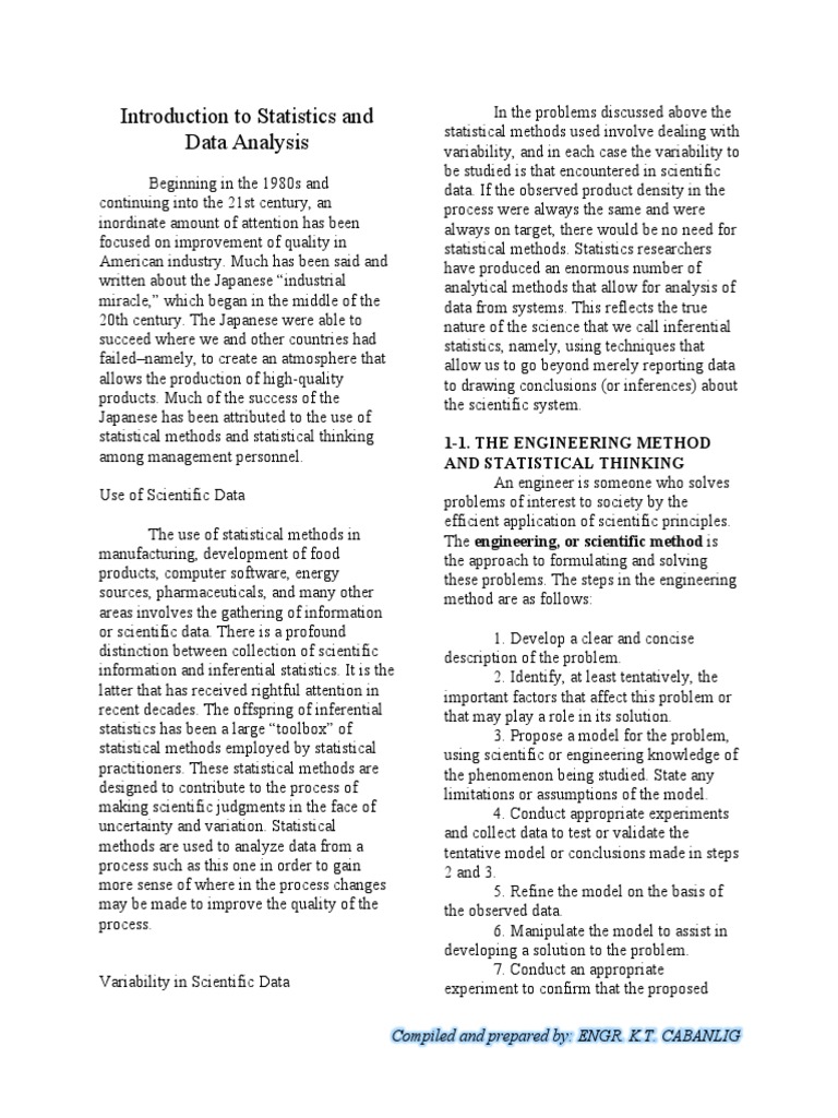 Statistical Methods in Engineering Analysis | PDF | Statistics | Sampling (Statistics)