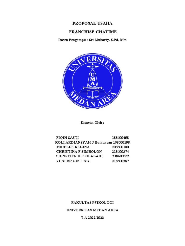 PROPOSAL USAHA F&B (Drink Chatime - Kel 9) | PDF