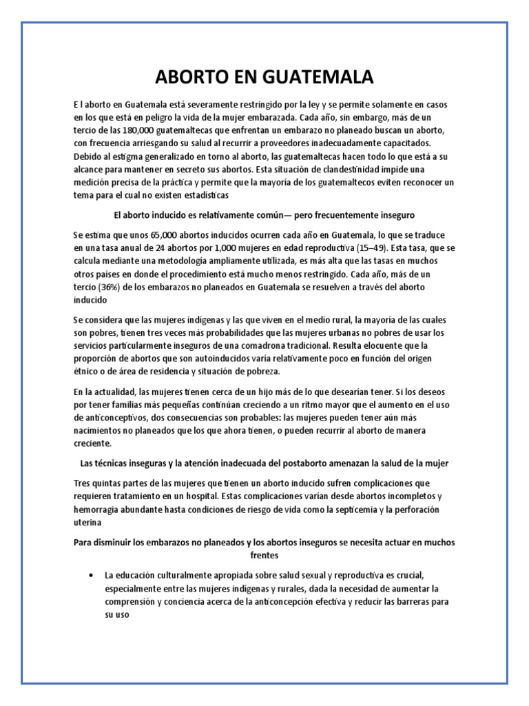Aborto en Guatemala | PDF | Aborto | Control de la natalidad