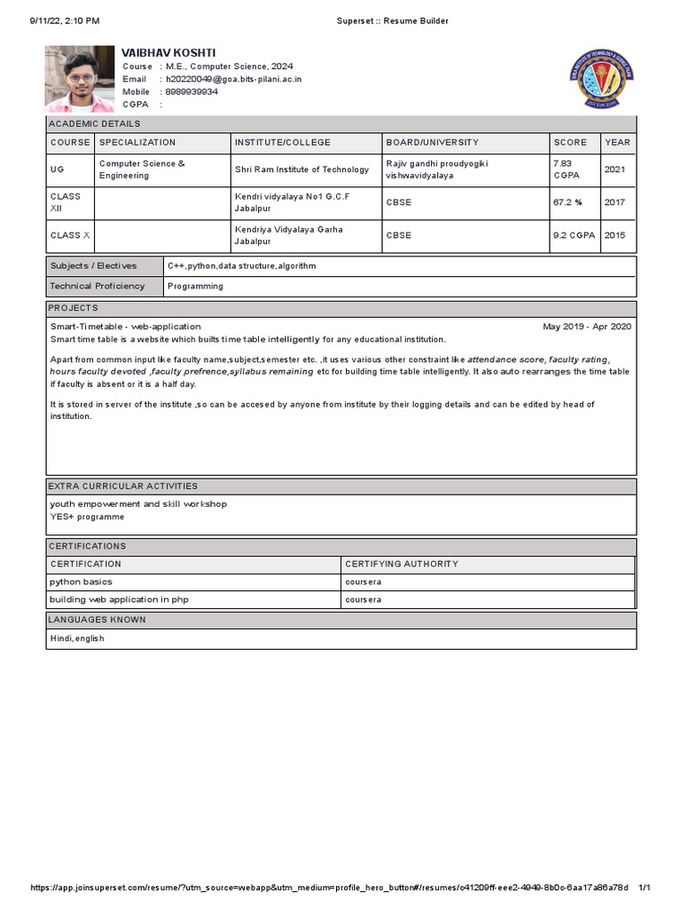 Superset - Resume Builder | Download Free PDF | Web Application | Computer Engineering