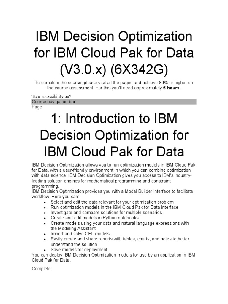 IBM Decision Optimization For IBM Cloud Pak For Data v3 | PDF | Mathematical Optimization ...
