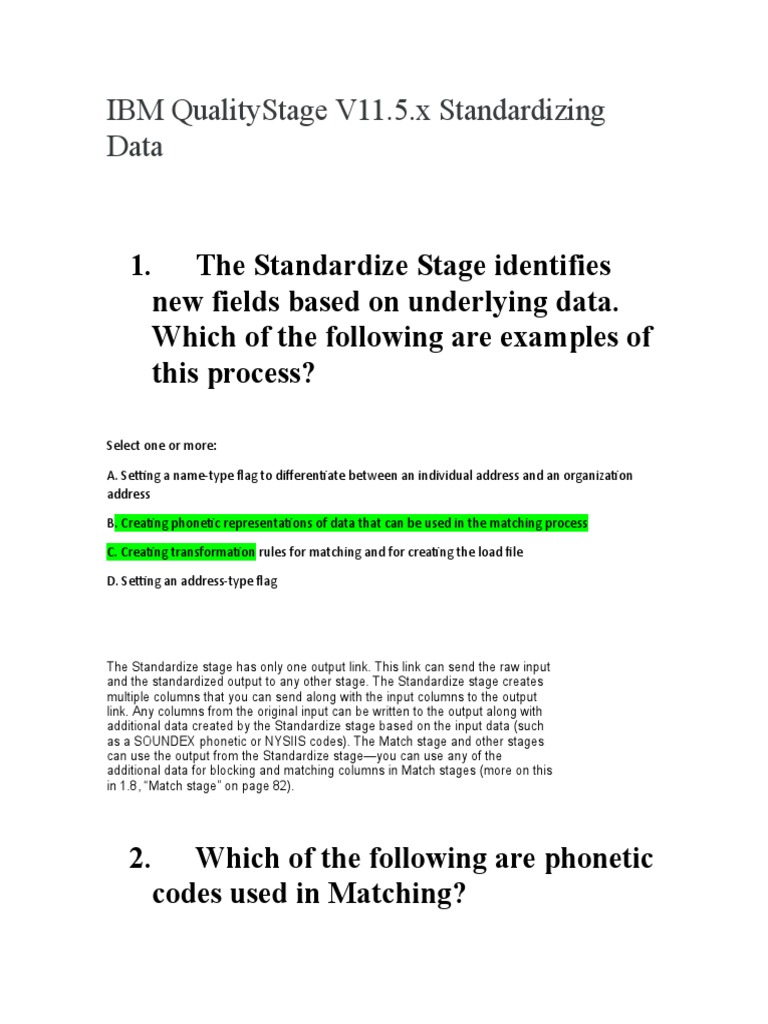 IBM QualityStage V11.5.x Standardizing Dat v2 | PDF | String (Computer ...
