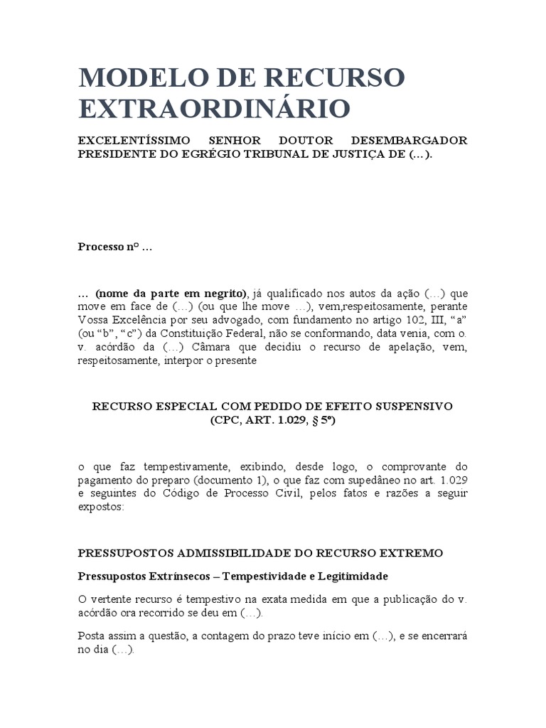 Modelo de Recurso Extraordinário | PDF | Direito Público | Justiça