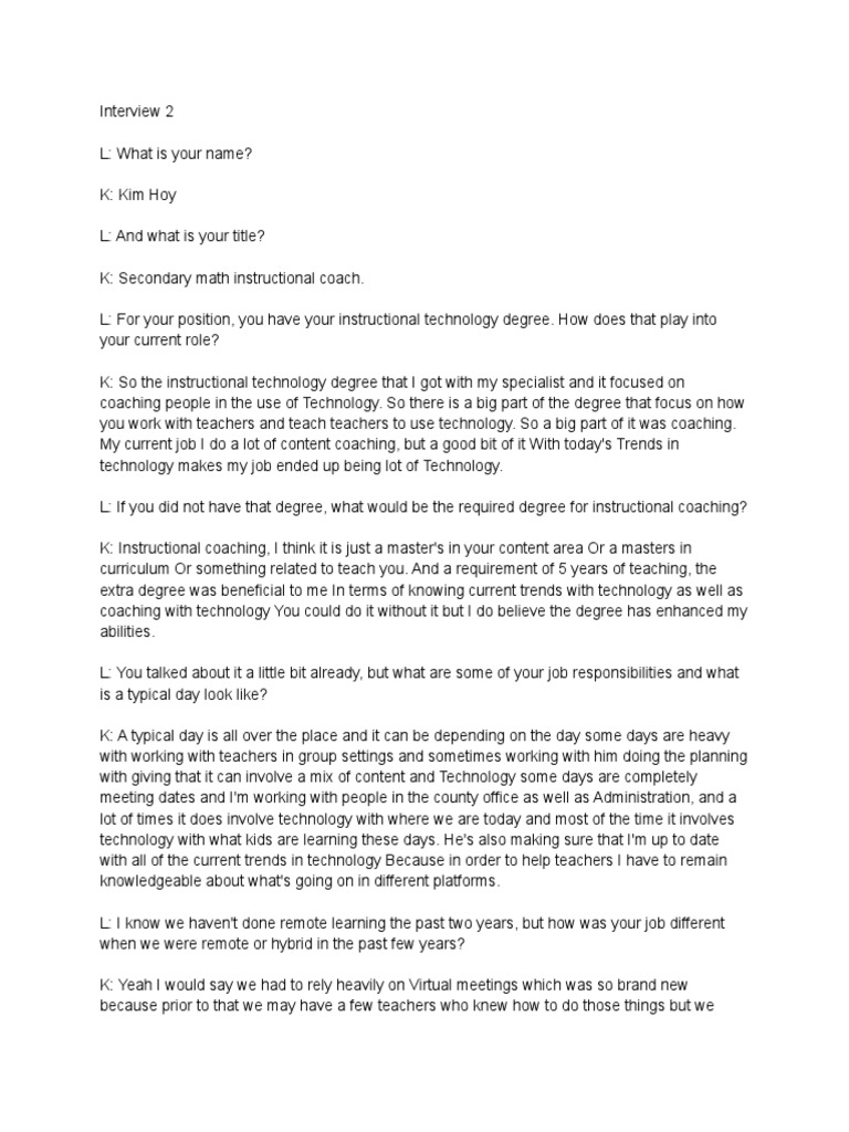 Interview 2 Transcibe | PDF | Teachers | Educational Technology