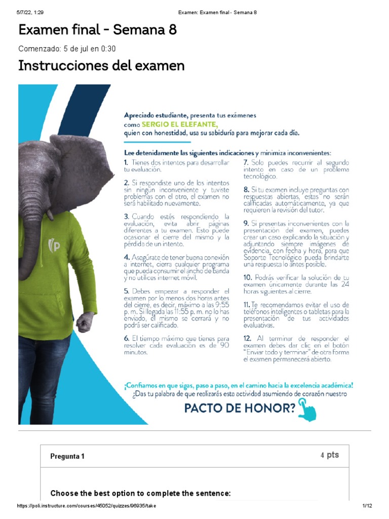 Examen - Examen Final - Semana 8 | PDF | Luck