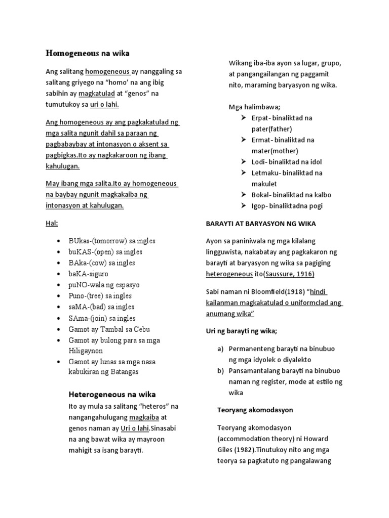 Homogeneous Na Wika | PDF