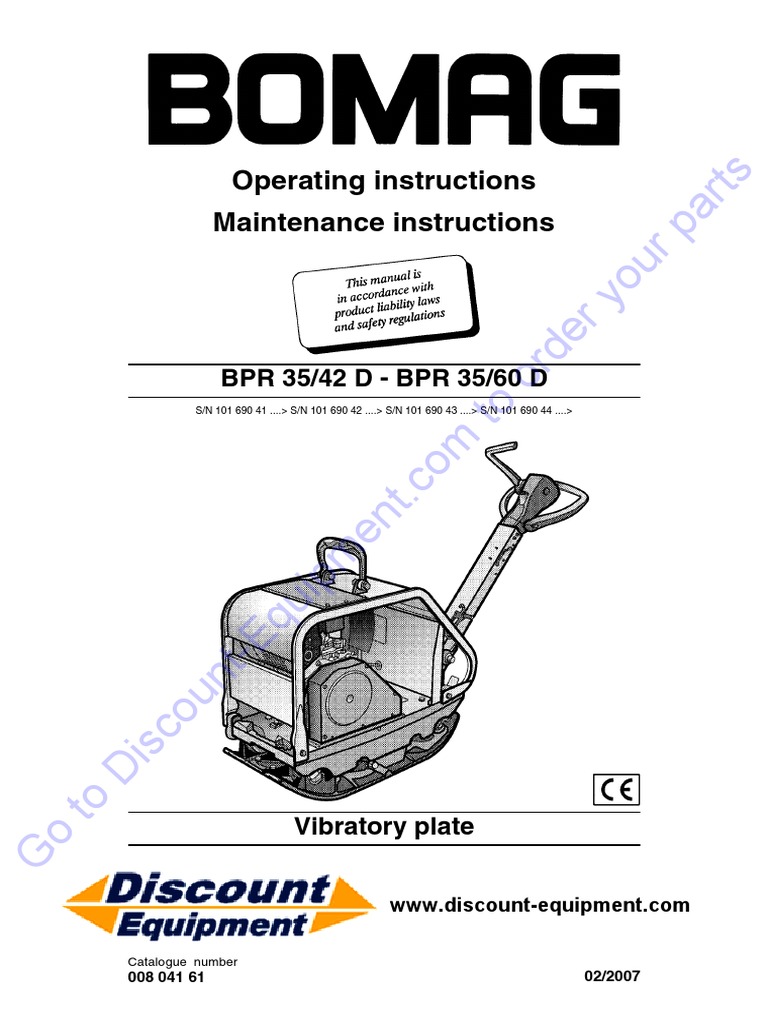 Bomag BPR 35 - 42 D, BPR 35 - 60 D Operators and Maintenance Manual ... Bomag BPR 35 - 42 D, BPR 35 - 60 D Operators and Maintenance Manual ...