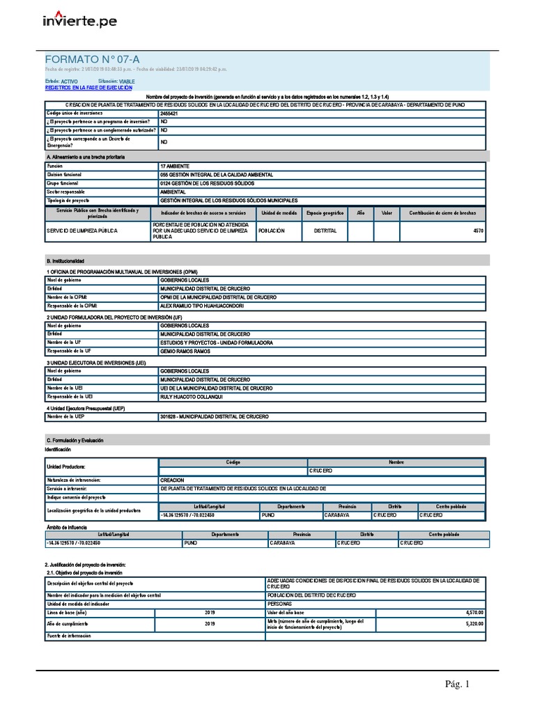 Formato 07-A | PDF | Infraestructura | Residuos