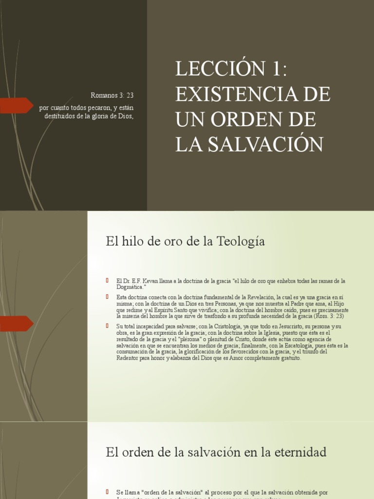 Lección 1 Existencia de Un Orden de Salvacion | PDF | Salvación ...