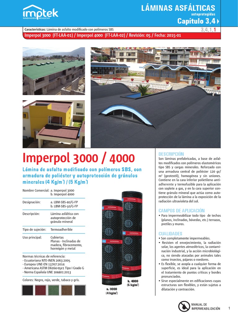 Imperpol 3000-4000 SBS | PDF | Materiales de construcción | Ingeniería de Edificación