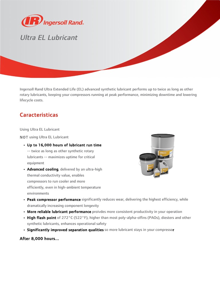 Ingersoll Rand Ultra EL Lubricant Benefits | PDF