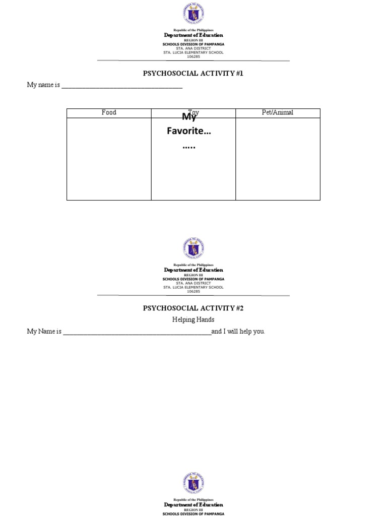 Psychosocial Activity 1 | PDF