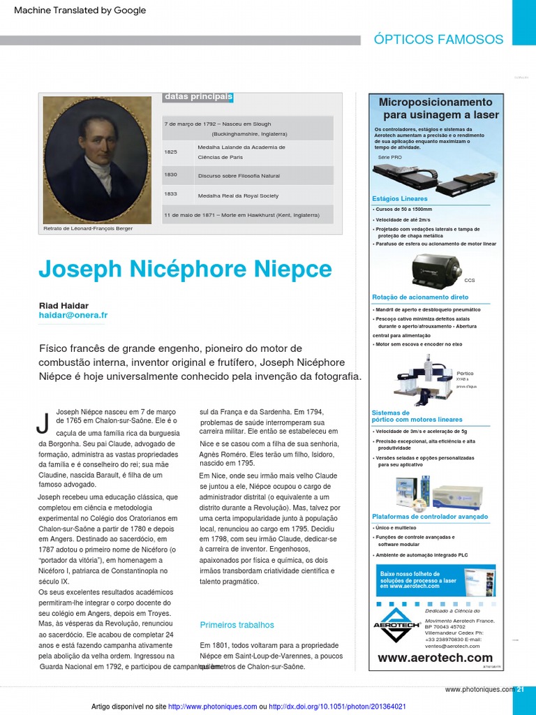 Joseph Niepce | PDF | Motor de Combustão interna