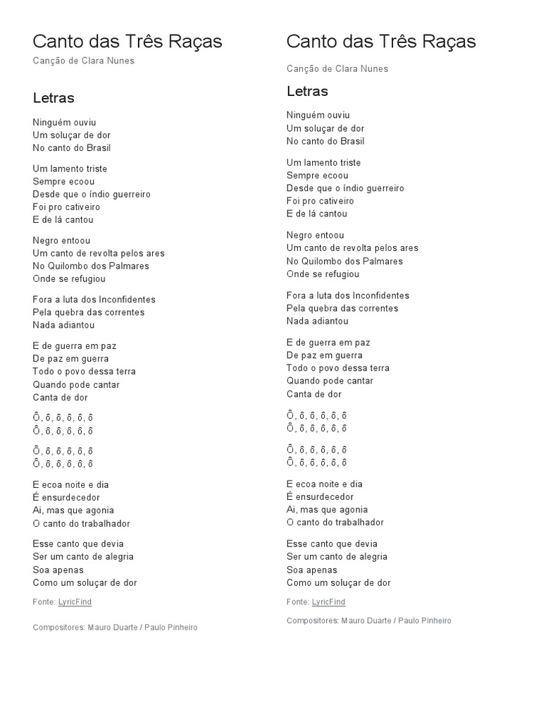 Canto Das Três Raças | PDF | Brasil