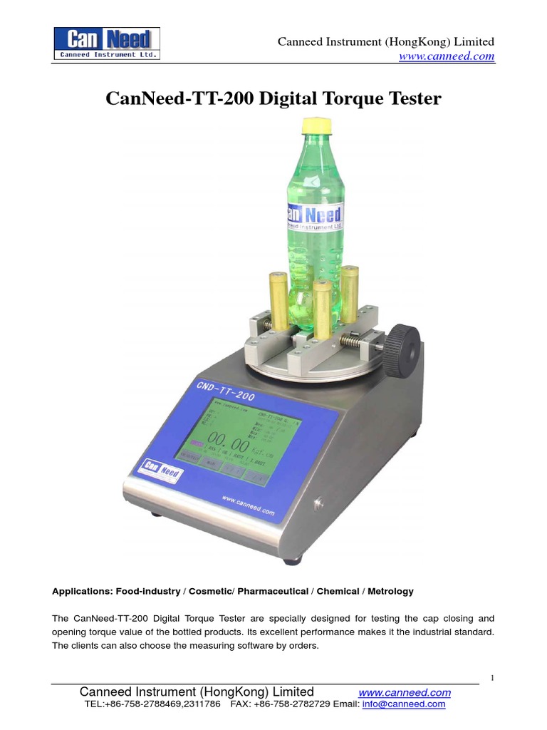 TT-200 Digital Torque Tester | PDF