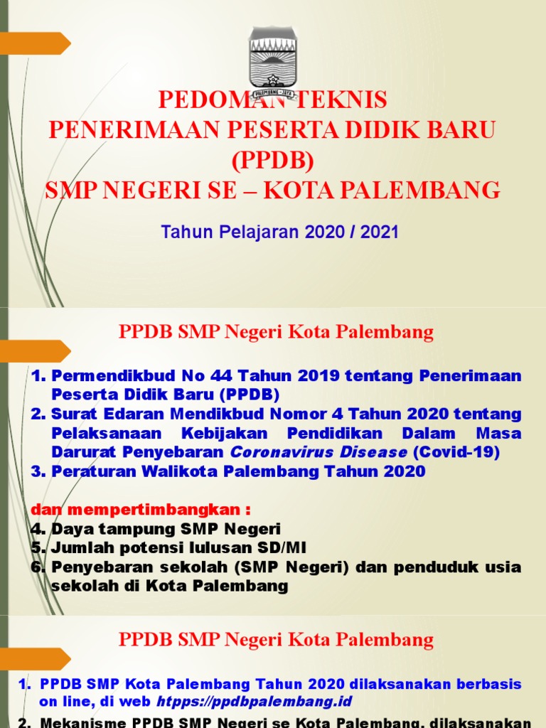 Pedoman PPDB SMP Kota Palembang Buk Rumi | PDF