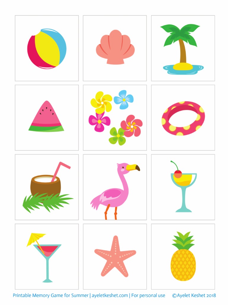 Printable Memory Game Summer Page2 | PDF