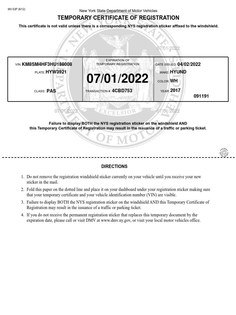 Temporary Reg Document | PDF