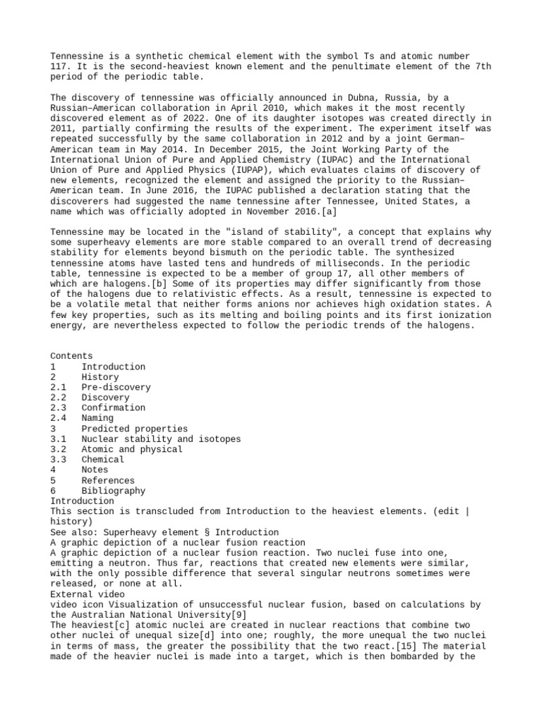 Tennessine | PDF | Atomic Nucleus | Nuclear Reaction