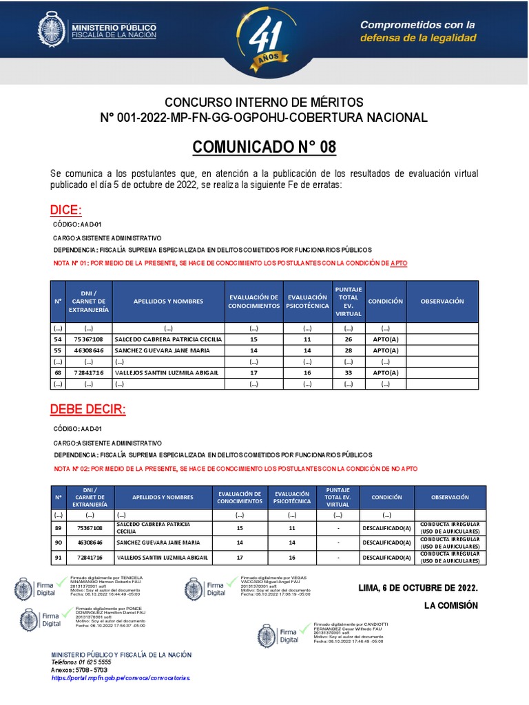 Comunicado #08 - de de Erratas de Resul. Ev. Virtual - T (F) (F) (F) (F) | PDF