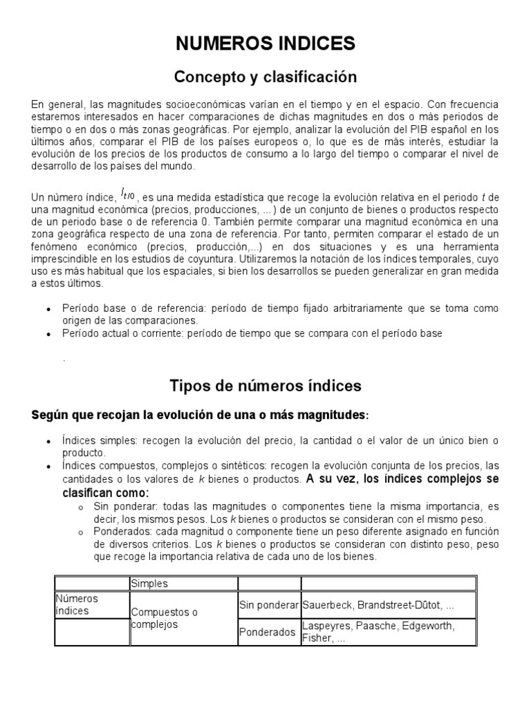 Numeros Indices | PDF | Índice de precios al consumidor | Producto Interno Bruto