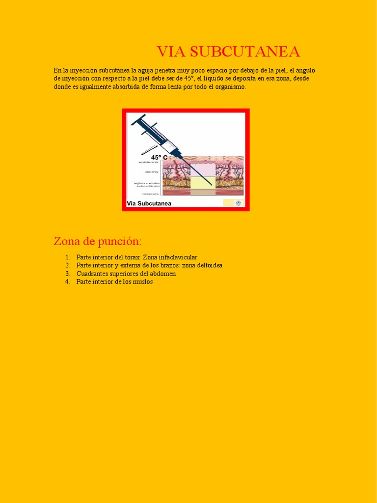 Inyección Subcutánea: Técnica y Ventajas | PDF