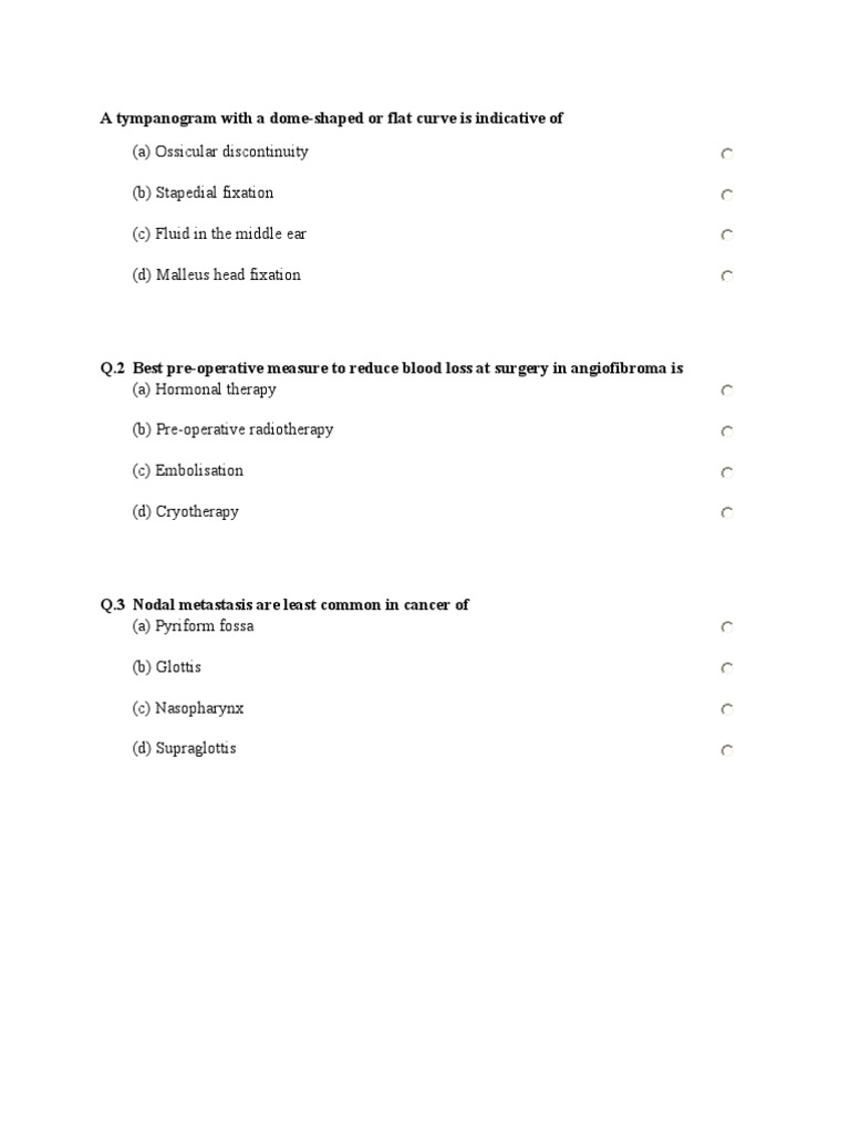 MCQs Ent | PDF | Ear | Human Head And Neck