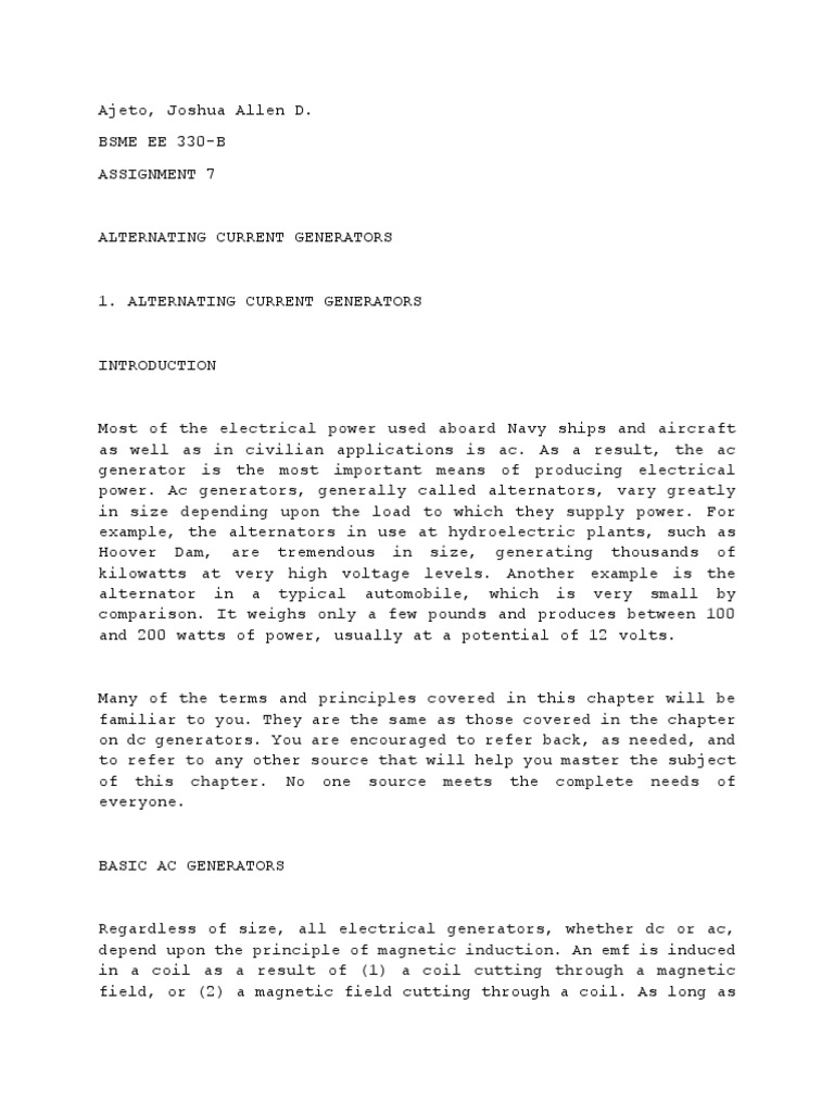 Assignment # 7 | PDF | Electric Generator | Electromagnetic Induction