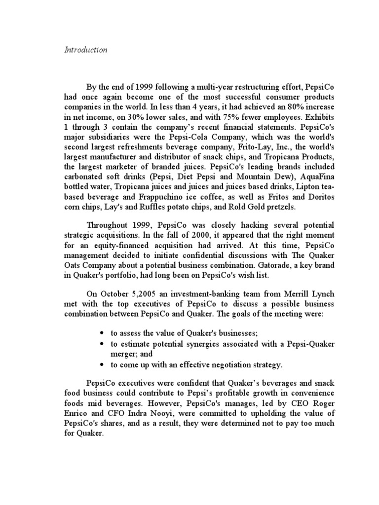 Tít | PDF | Pepsi Co | Mergers And Acquisitions