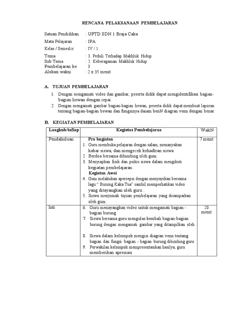 RPP IPA Kelas 4-Simulasi Siklus 2 | PDF