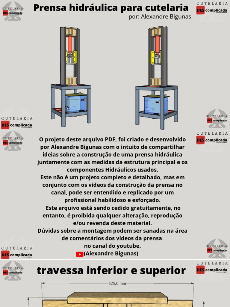 Prensa Hidráulica para Cutelaria | PDF | Bomba | Motores
